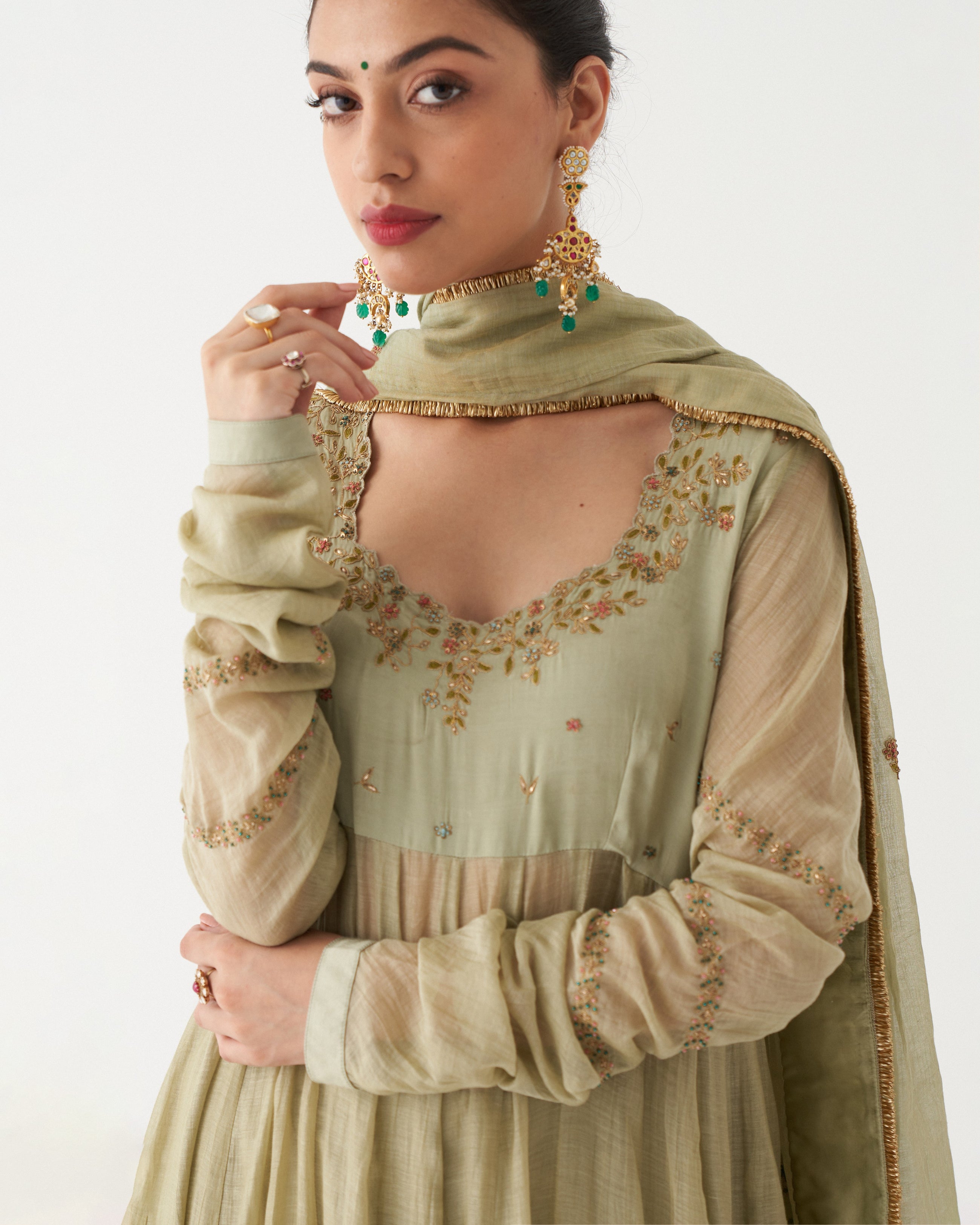 NOOR - PASTEL SPRING GREEN ANARKALI